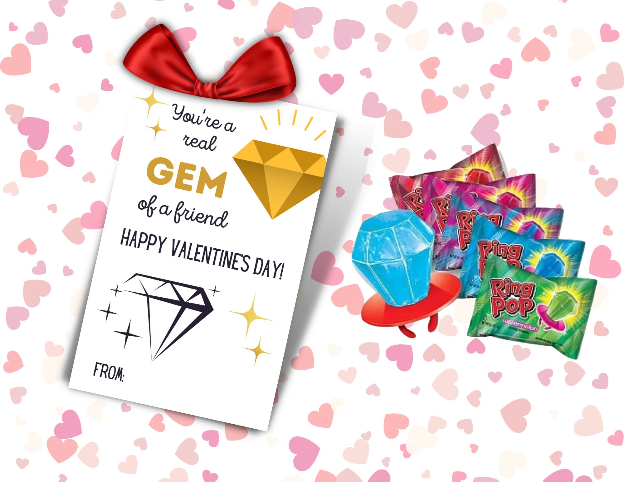 You're a GEM Valentine's Day Printable Cards Instant Download Ring Pop ...