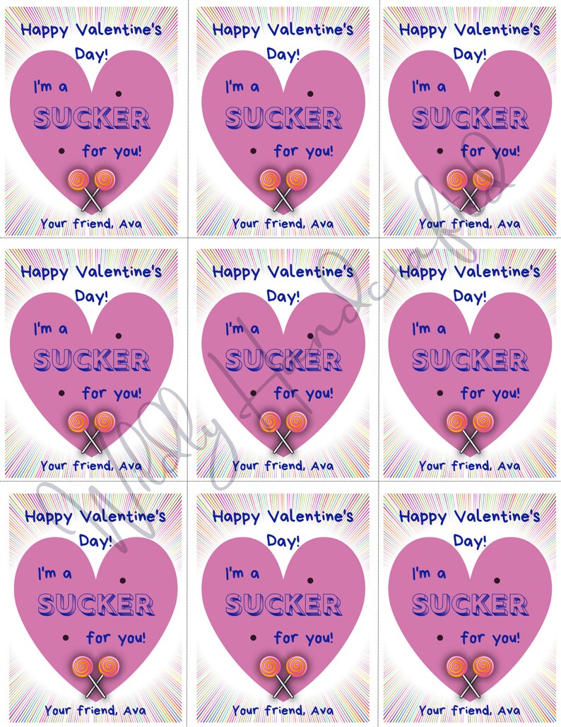Sucker for You Valentine's Day Printable Cards for - Etsy