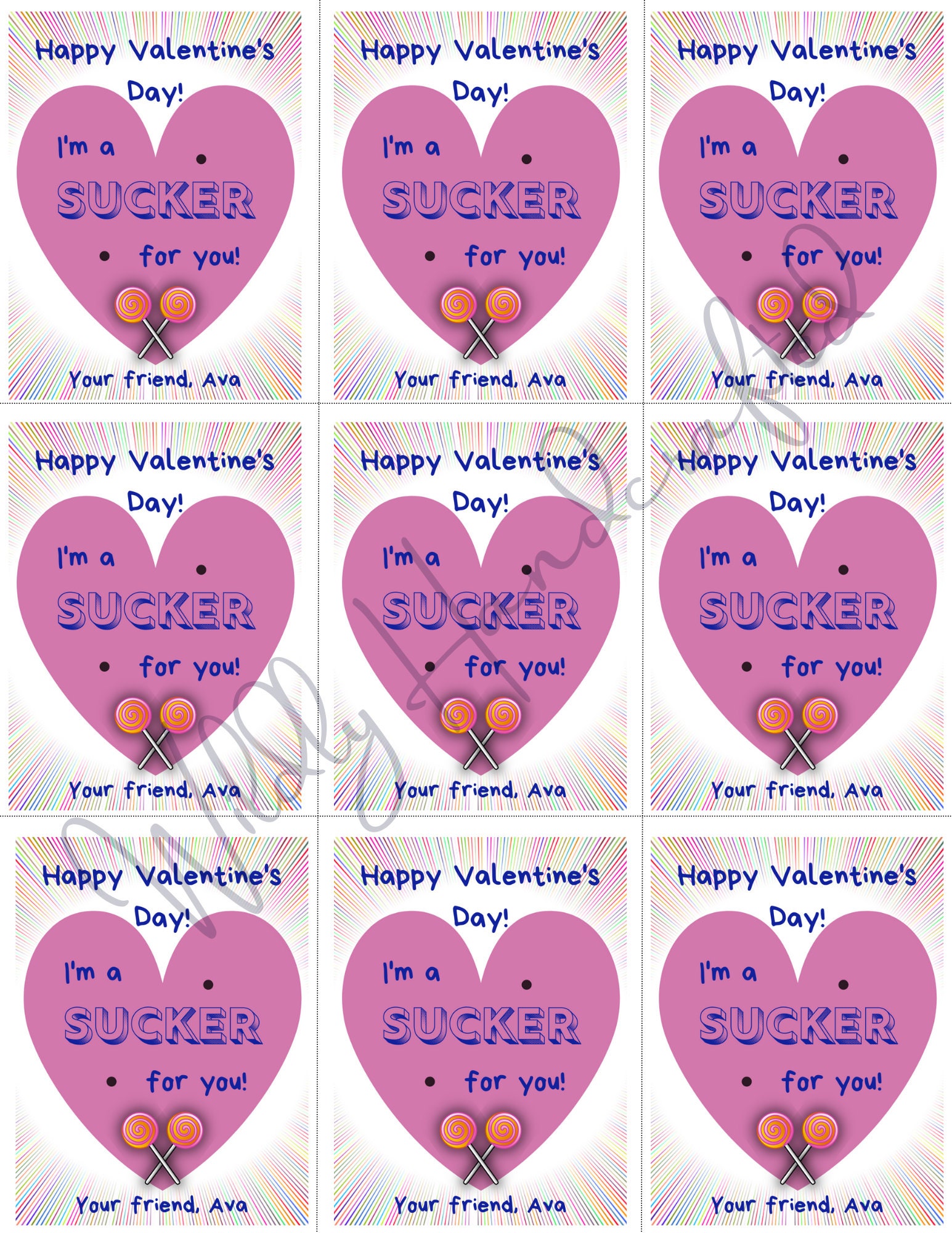 Sucker for You Valentine's Day Printable Cards for - Etsy
