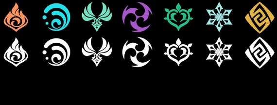 Genshin Impact Game All 7 Elements SVG PNG Files | Etsy