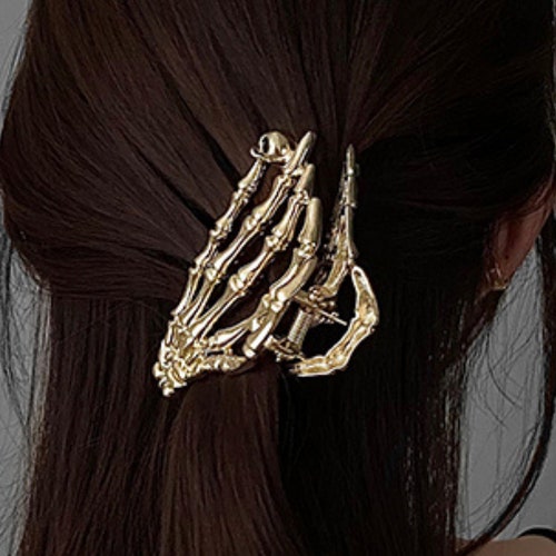 Gothic Skeleton Metal Hair Clip Skeleton Hand Hair Claw - Etsy