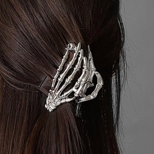 Gothic Skeleton Metal Hair Clip Skeleton Hand Hair Claw - Etsy