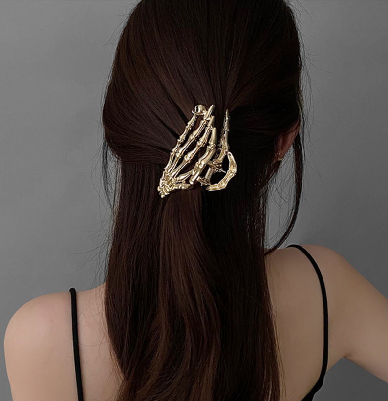 Gothic Skeleton Metal Hair Clip Skeleton Hand Hair Claw - Etsy