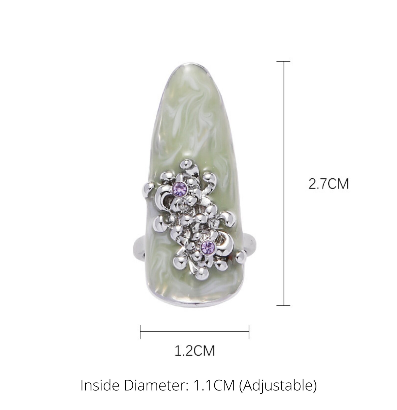 Dreamy Green Adjustable Fingernail Rings Flower Fingertip - Etsy