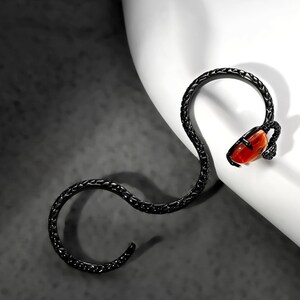Unique Snake Three-finger Ring Green or Red Crystal Snake Adjustable ...