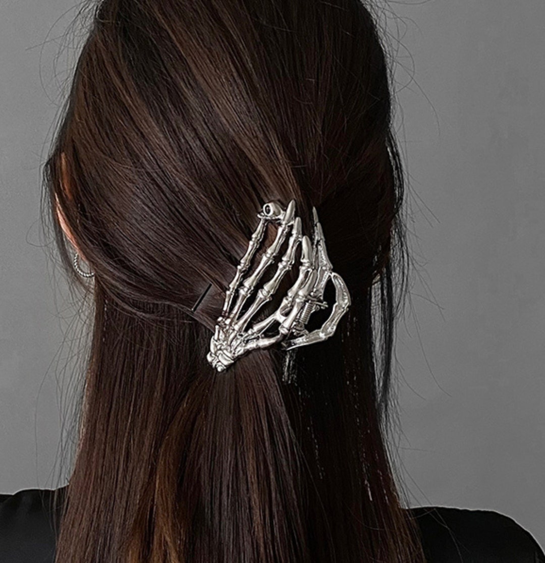 Gothic Skeleton Metal Hair Clip Skeleton Hand Hair Claw Quality Metal ...