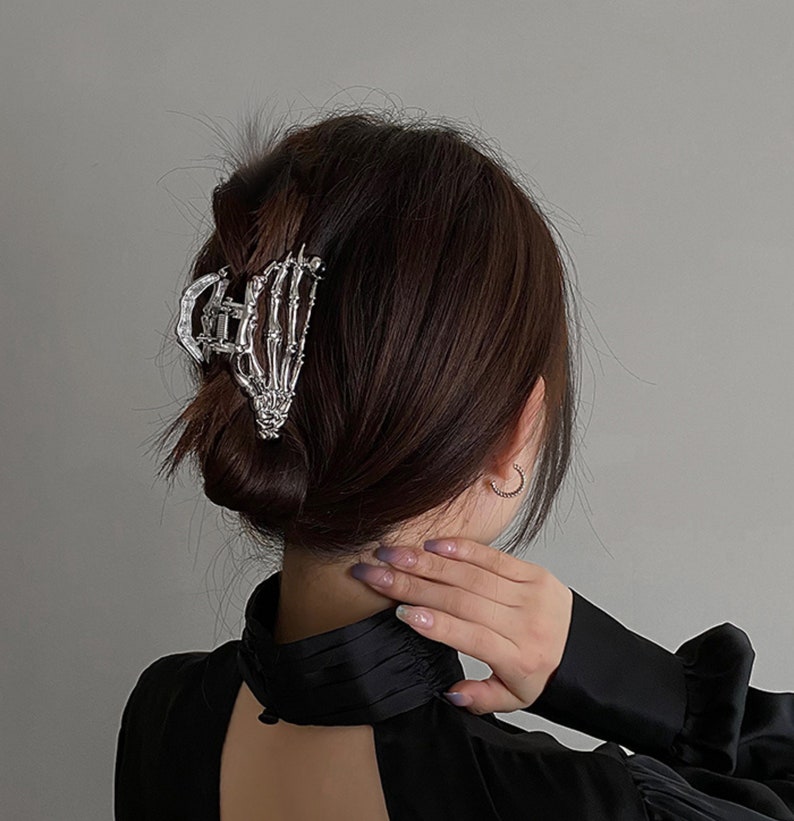 Gothic Skeleton Metal Hair Clip Skeleton Hand Hair Claw - Etsy