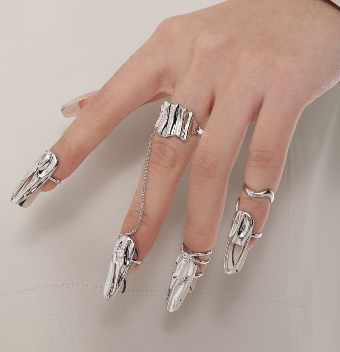 Minimal Silver Adjustable Fingernail Rings High Quality - Etsy