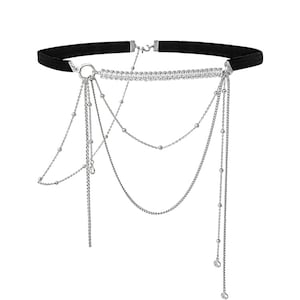 Shiny Elastic Thigh Leg Chain Silver Layered Body Chain Party ...