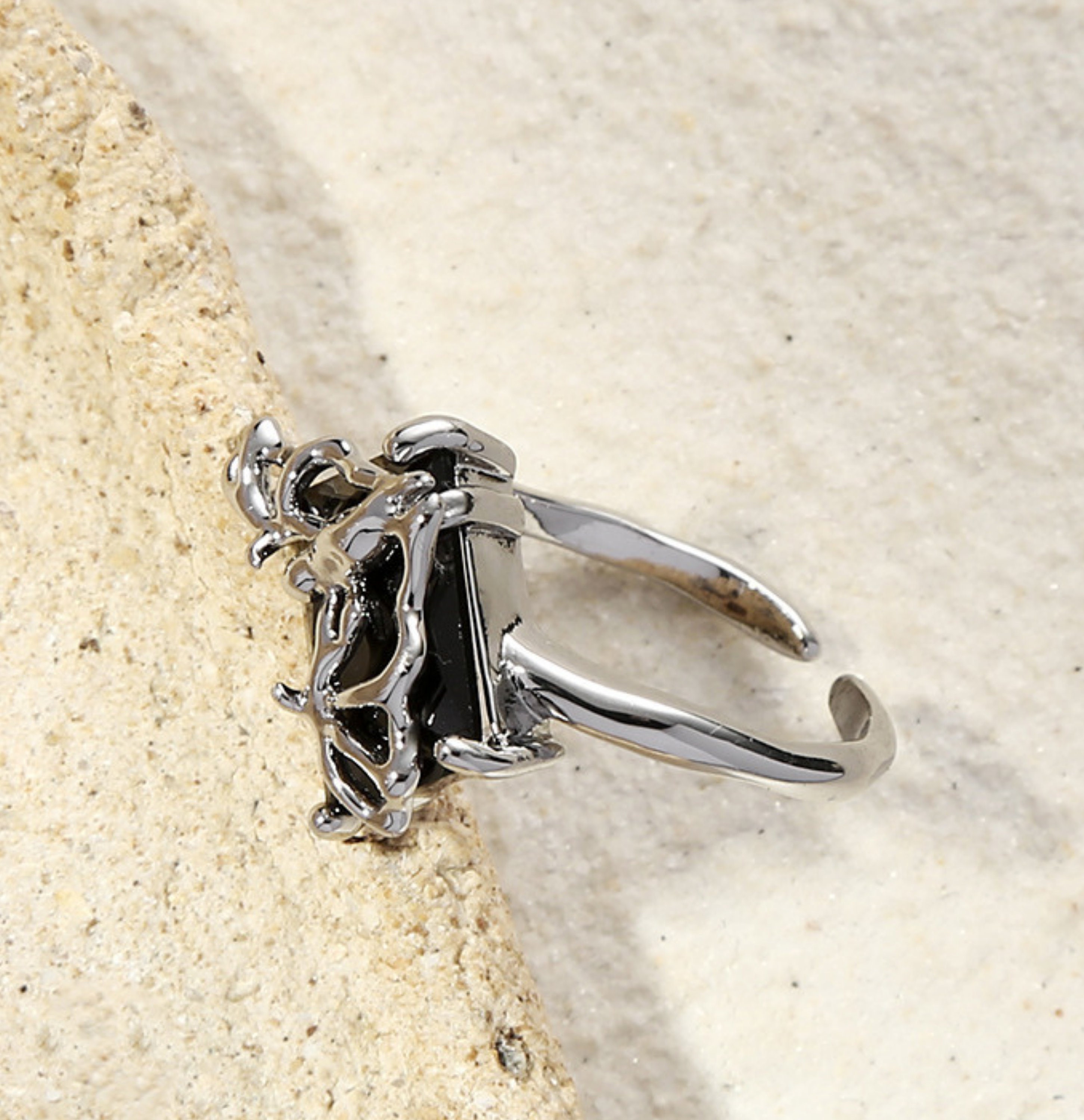 Silver Black Bat Ring Adjustable Bat Ring Black Bat Ring - Etsy Australia