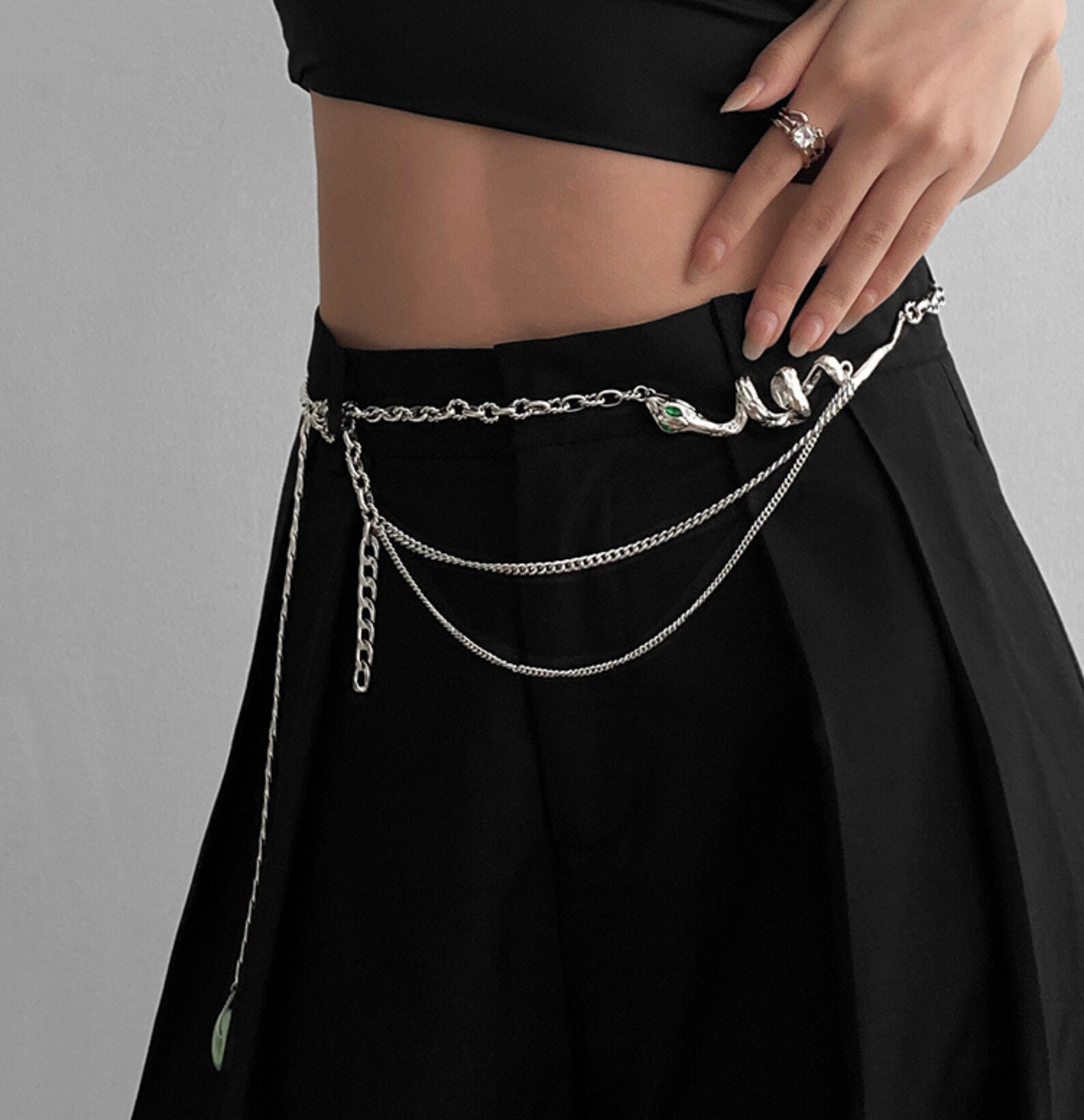 Snake Layered Chain Belt Silver Serpent Chain Belt Snake - Etsy