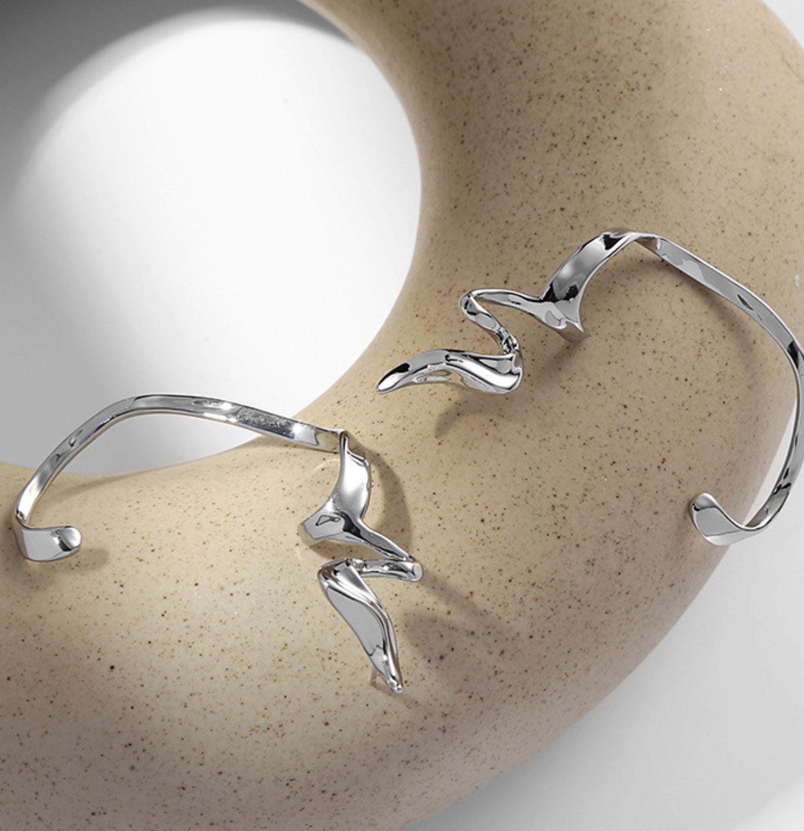 Minimal Silver Ear Wrap Liquid Metal Ear Cuff Futuristic - Etsy