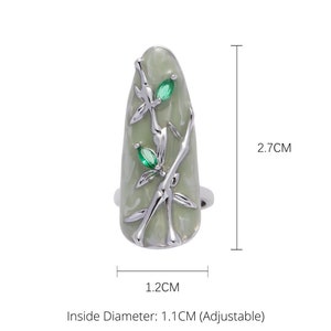 Dreamy Green Adjustable Fingernail Rings Flower Fingertip Ring Plant ...