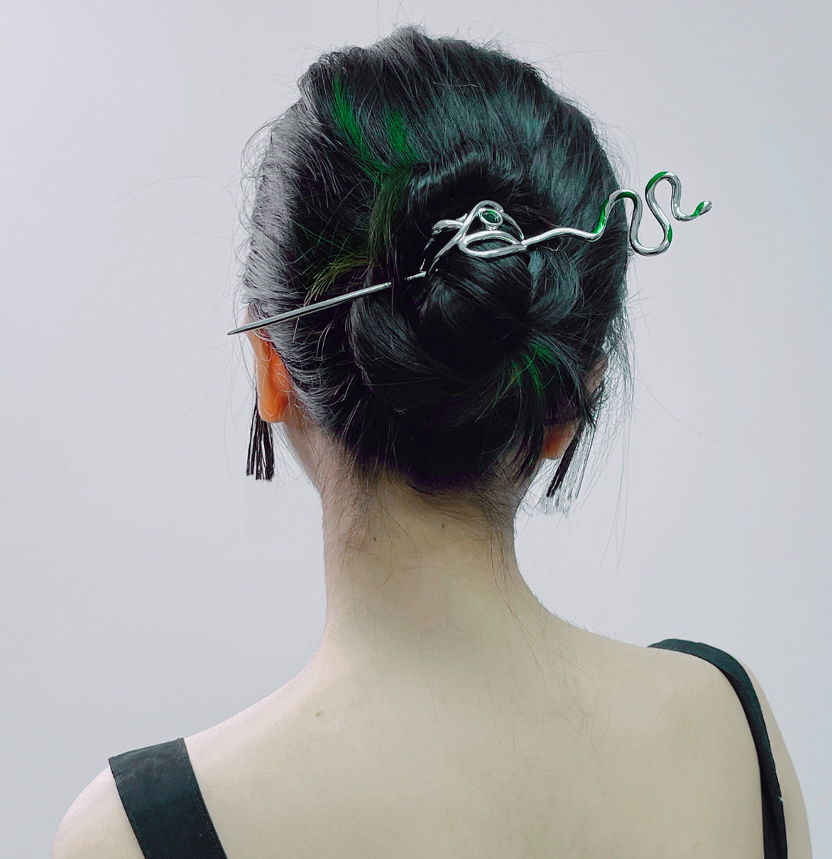 Green Snake Hair Clip Stick Unique Snake Metal Hair Clip - Etsy