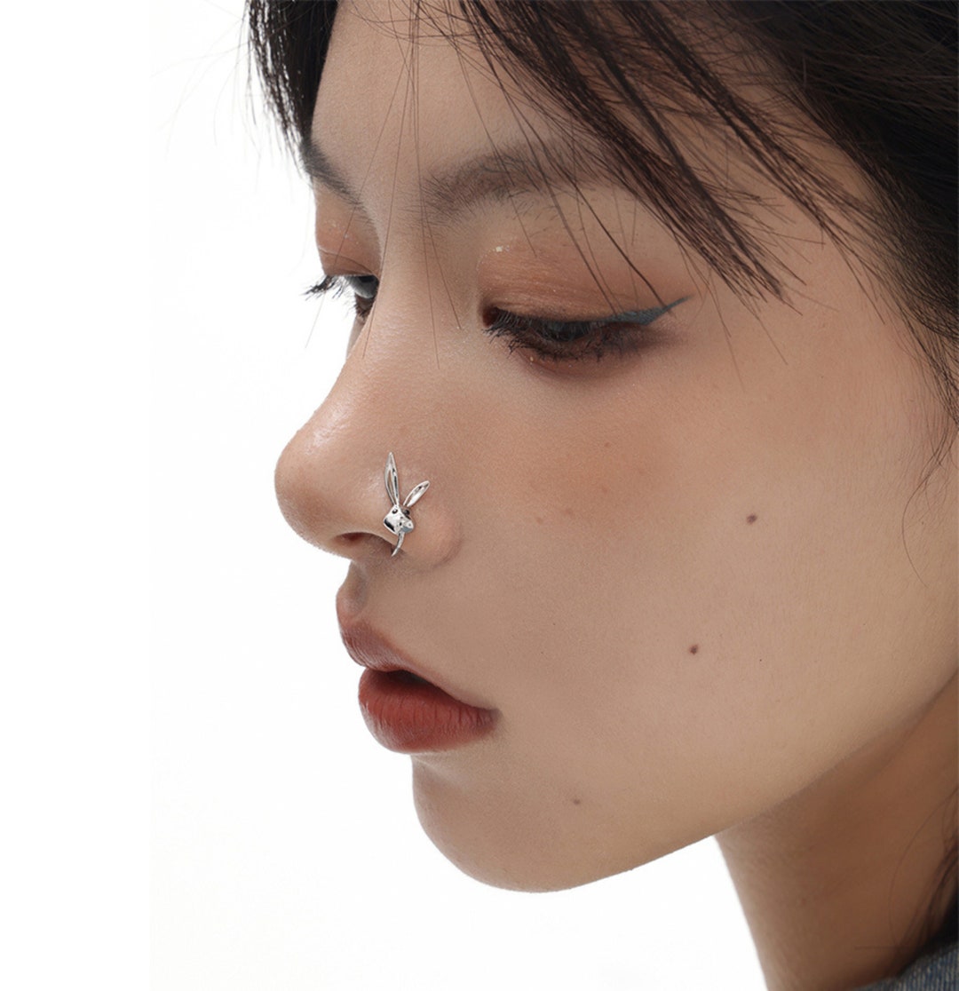 S925 Silver Bunny Nose Cuff No Piercing Nose Cuff Nose Jewelry Bunny ...