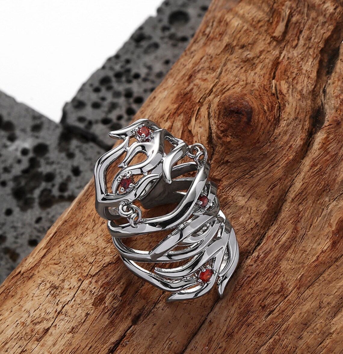 Abstract Flame Adjustable Armor Ring Fire Metal Armor Gothic - Etsy