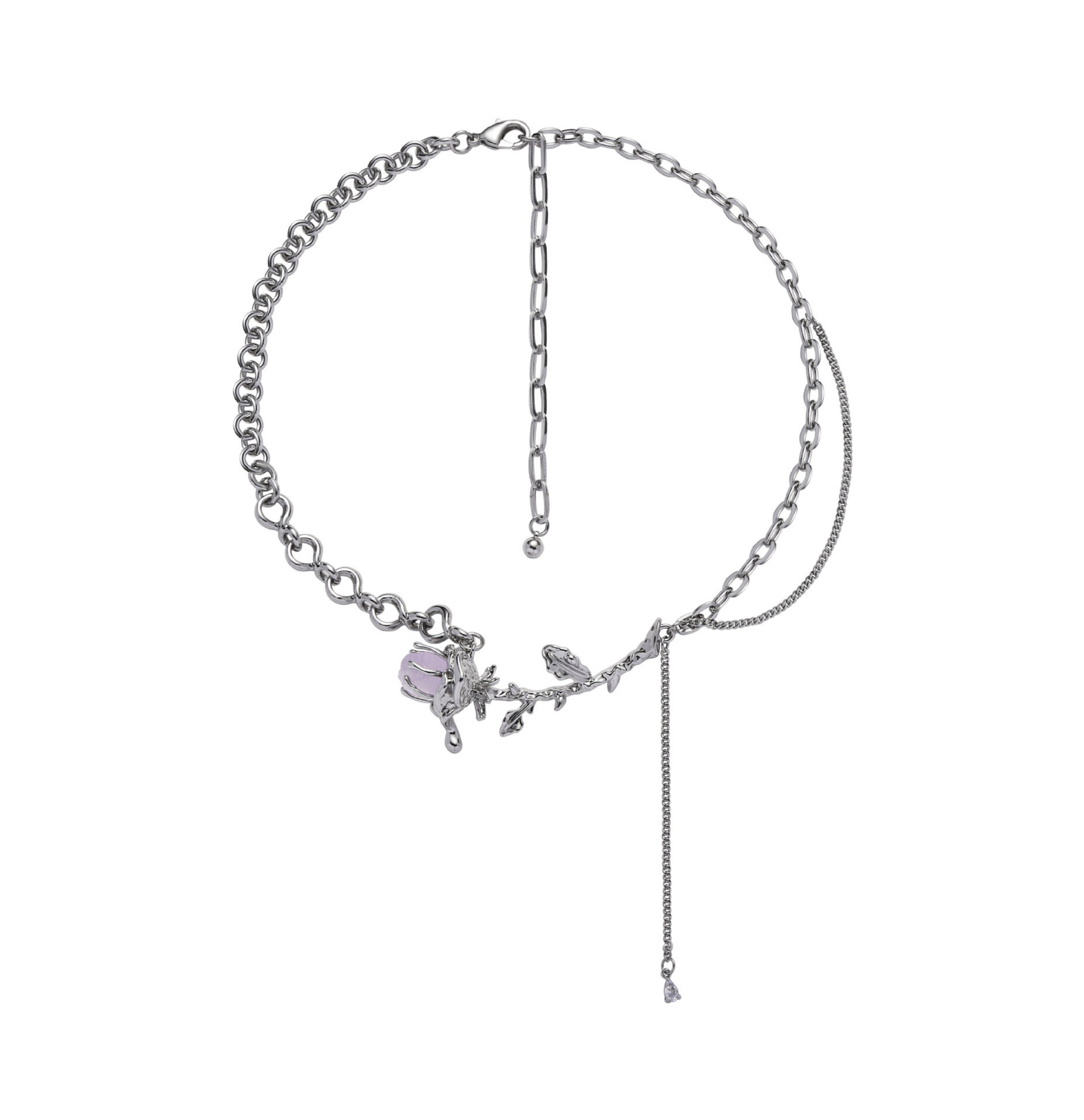 Purple Rose Chain Necklace Purple Flower Chain Necklaces - Etsy