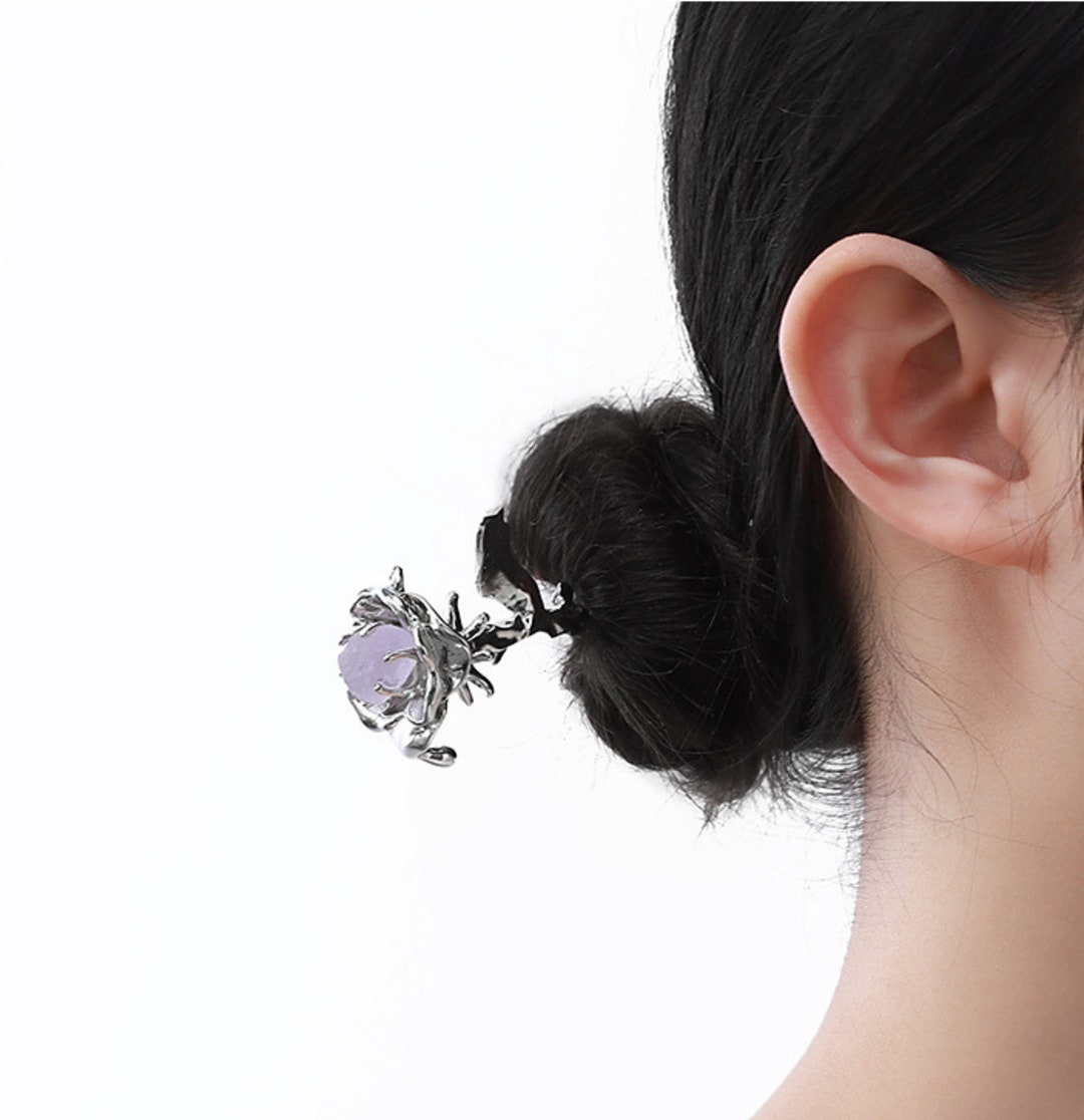 Purple Flower Hair Sticks Metal Flower Hair Stick Floral Hair Fork Hair ...