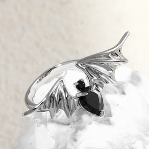 Silver Black Bat Ring Bat Ring Black Bat Ring Bat - Etsy