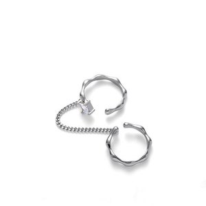 Rhinestones Double Ring With Chain Opening Adjustable Rings - Etsy