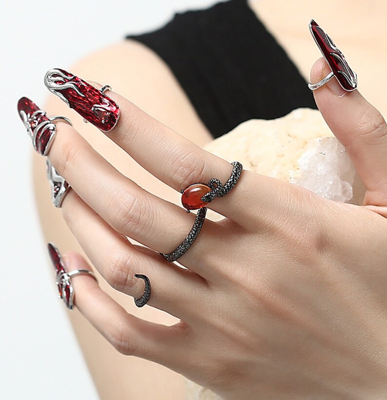 Unique Snake Three-finger Ring Green or Red Crystal Snake - Etsy
