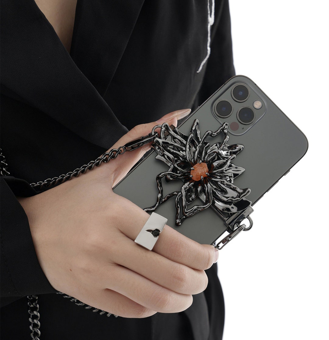 Futuristic Flower Crossbody Phone Holder With Chain Metal Crossbody ...