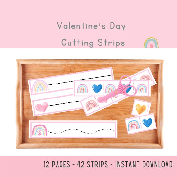 Rainbow scissor skills Valentine's Day Cutting Strips Scissor Strips ...