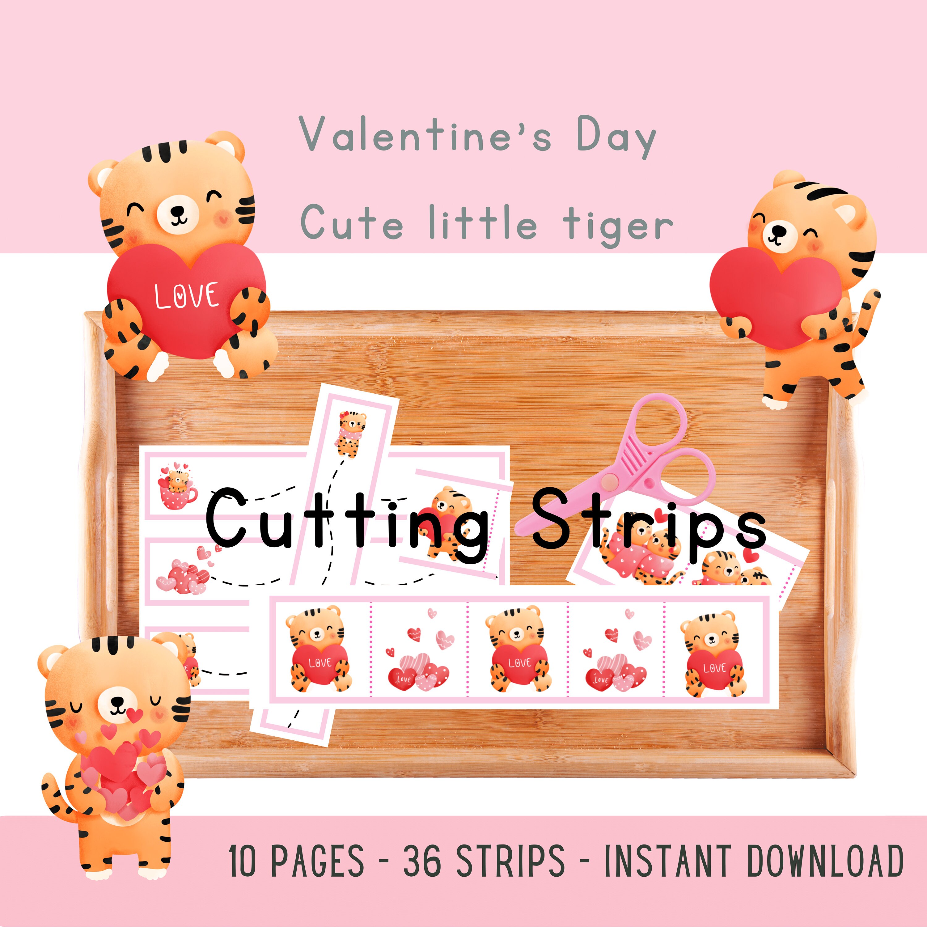 Rainbow scissor skills Valentine's Day Cutting Strips Scissor Strips ...