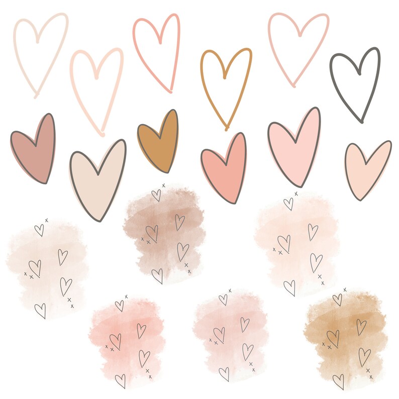 Heart Clip Art, Boho Heart Clip Heart, Valentine's Day, Boho Clip Art ...