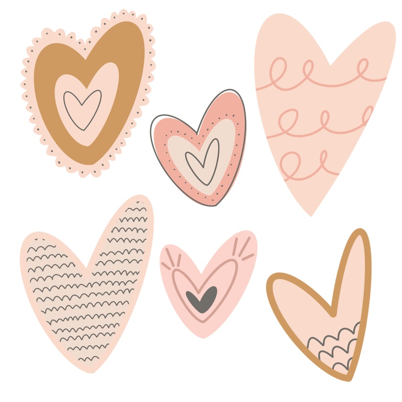 Heart Clip Art, Boho Heart Clip Heart, Valentine's Day, Boho Clip Art ...