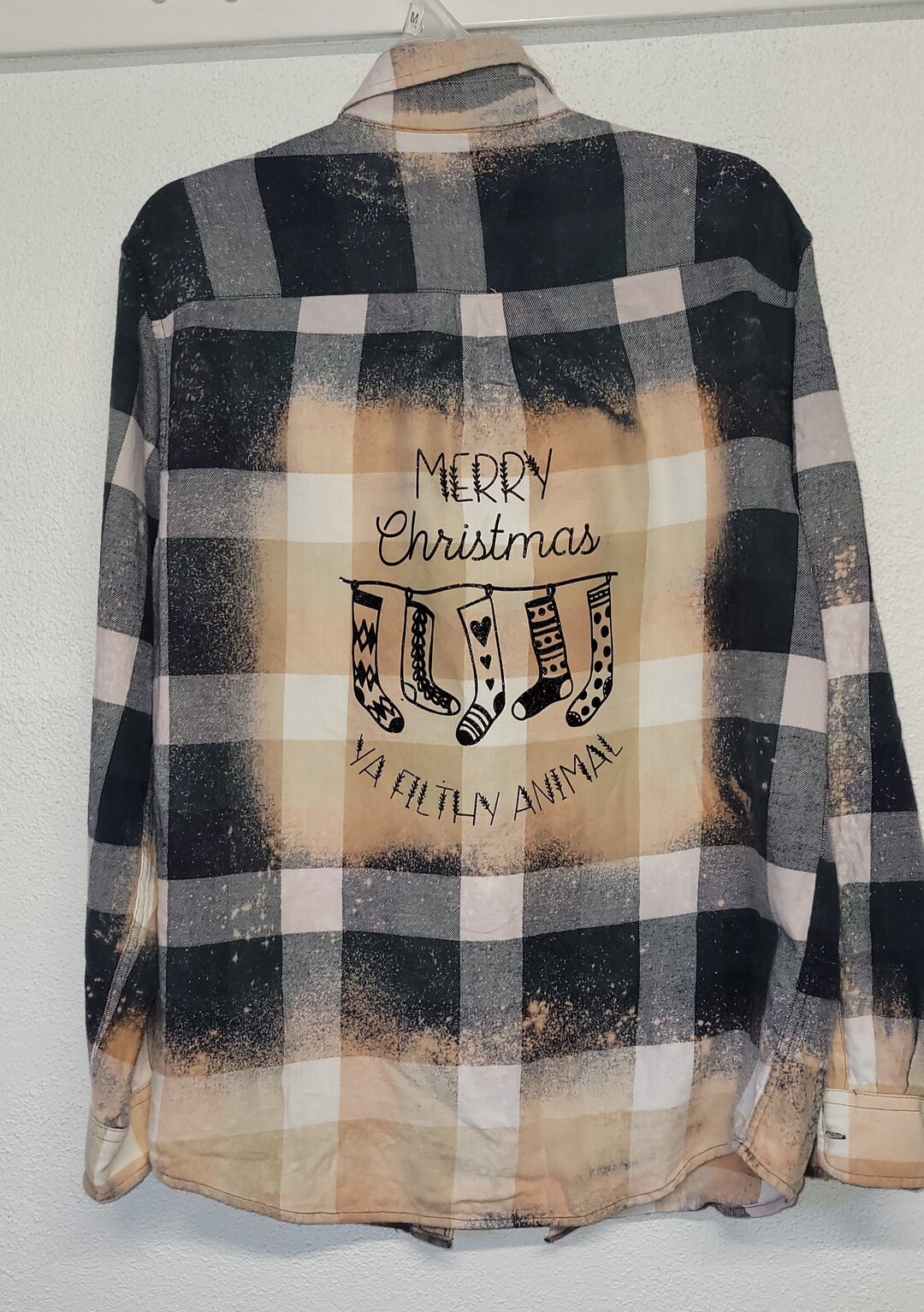 Distressed Flannel Shirt, Bleached Flannel, Womens Flannel, Christmas ...