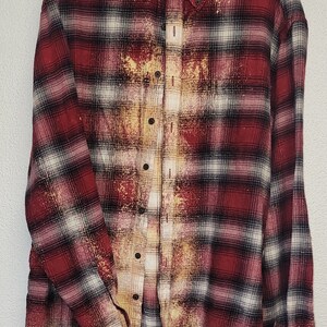 Distressed Flannel Shirt, Bleached Flannel, Womens Flannel, Christmas ...