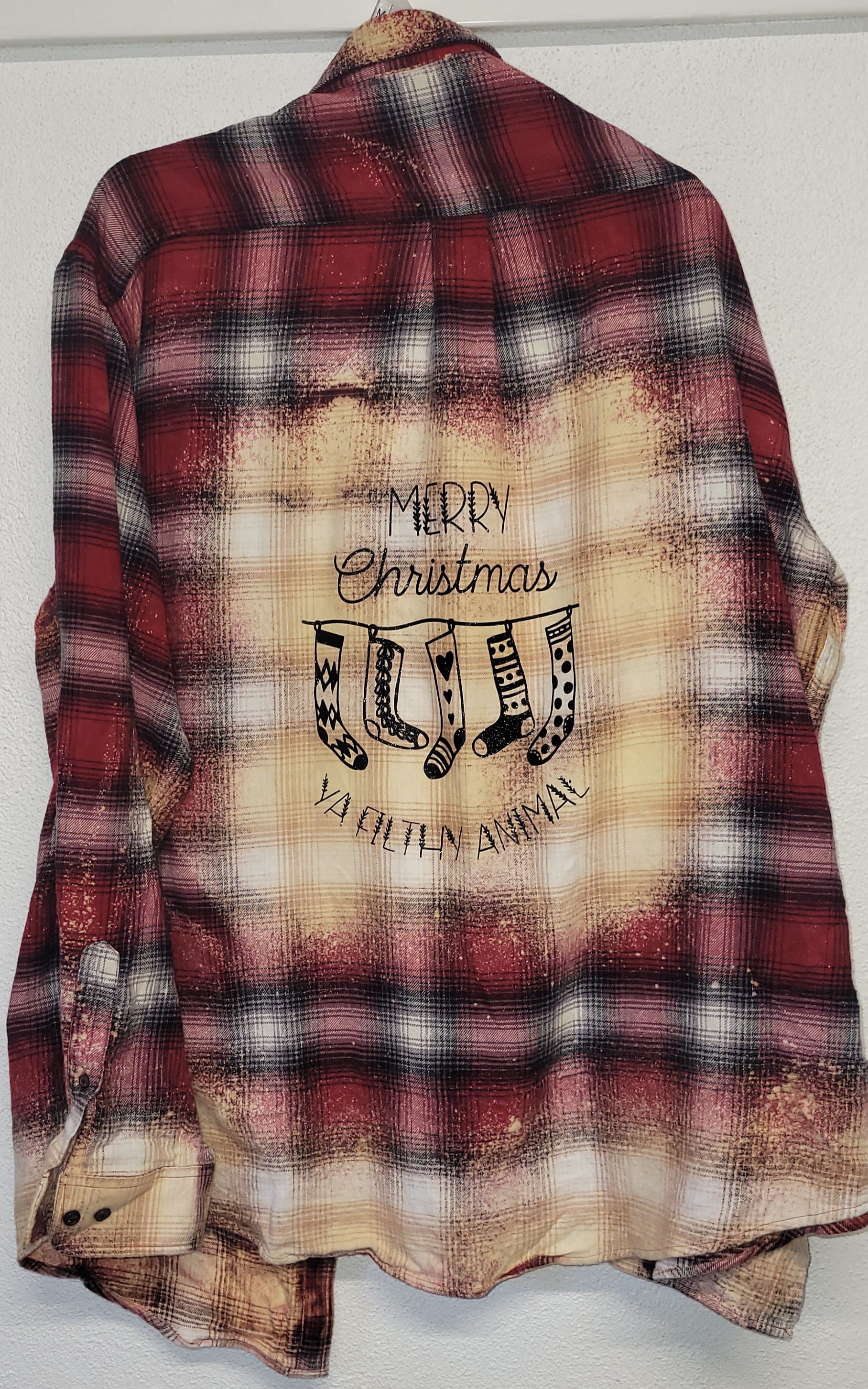 Distressed Flannel Shirt, Bleached Flannel, Womens Flannel, Christmas ...