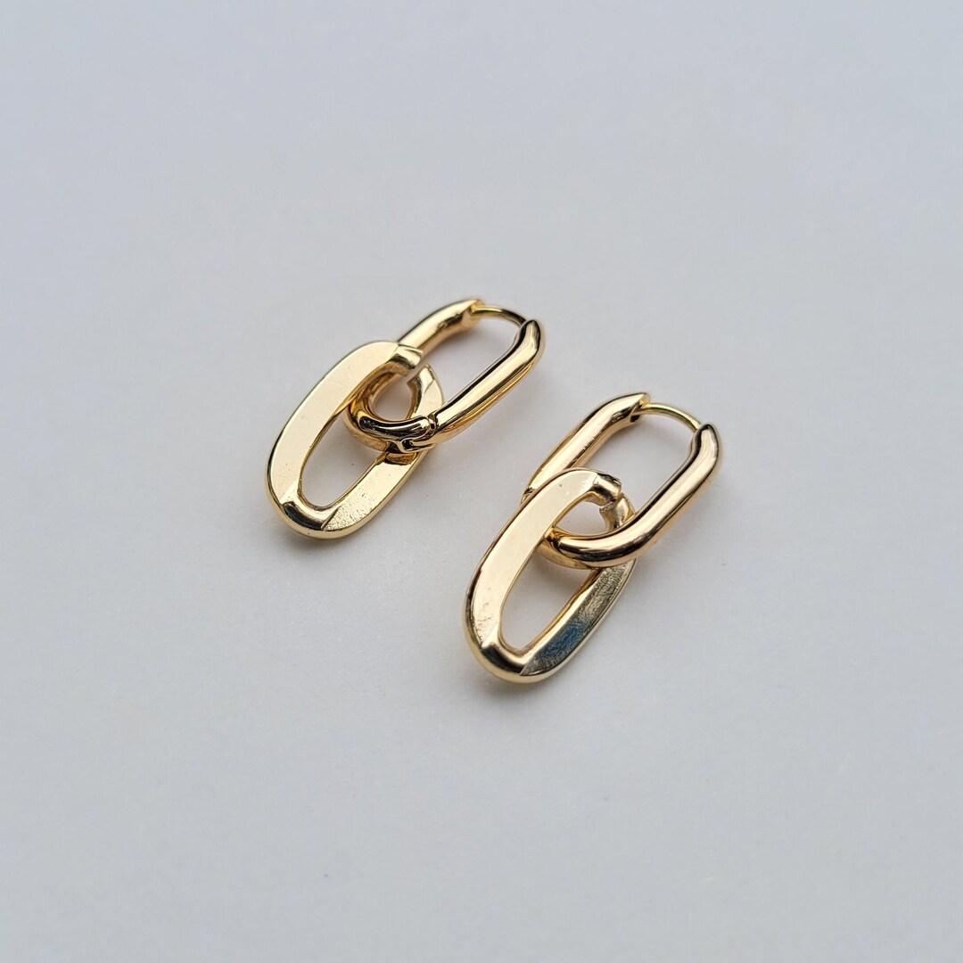 Gold Link Chain Earring Chunky Dangle Paper Clip Earring - Etsy