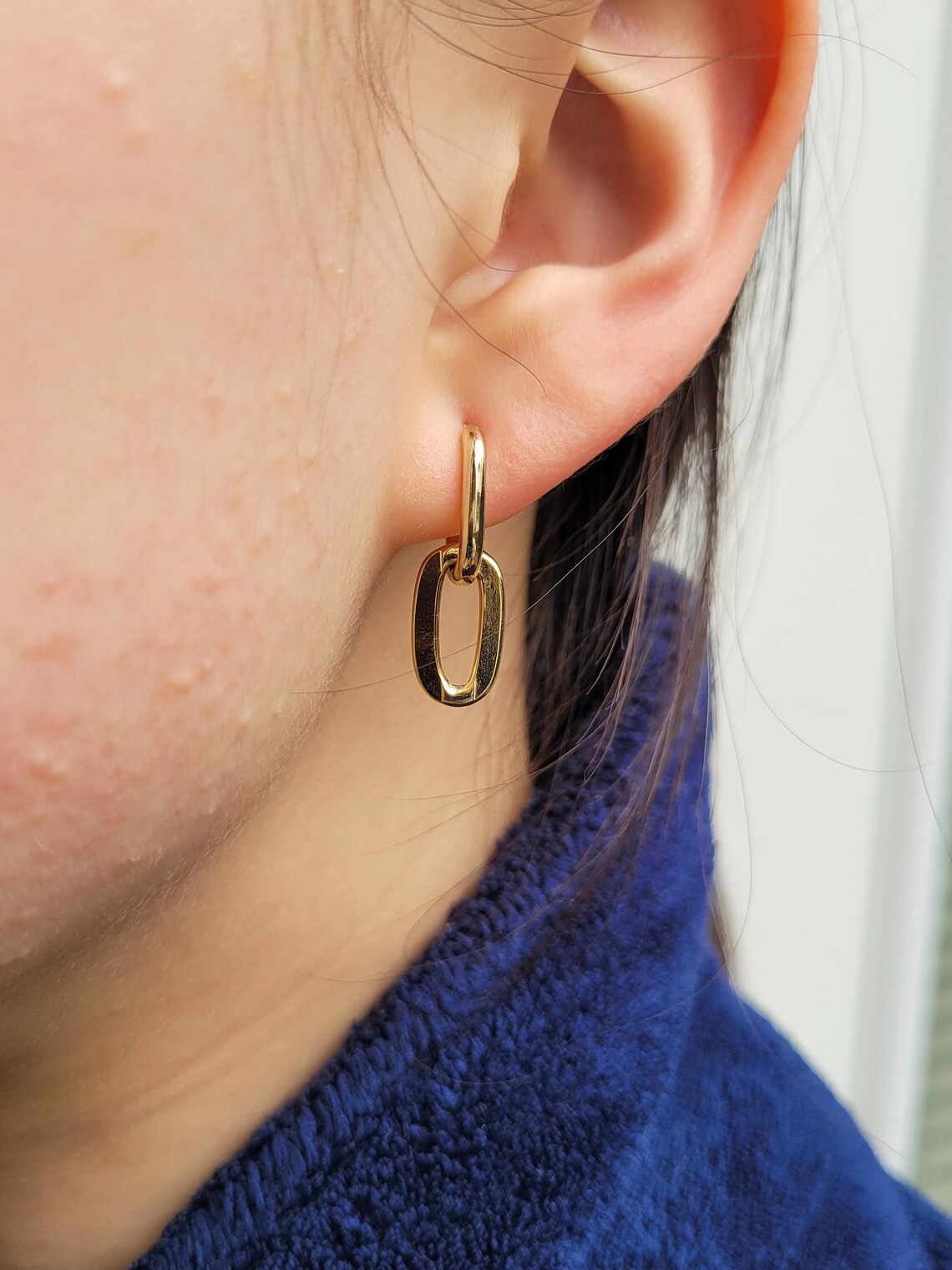 Gold Link Chain Earring Chunky Dangle Paper Clip Earring - Etsy