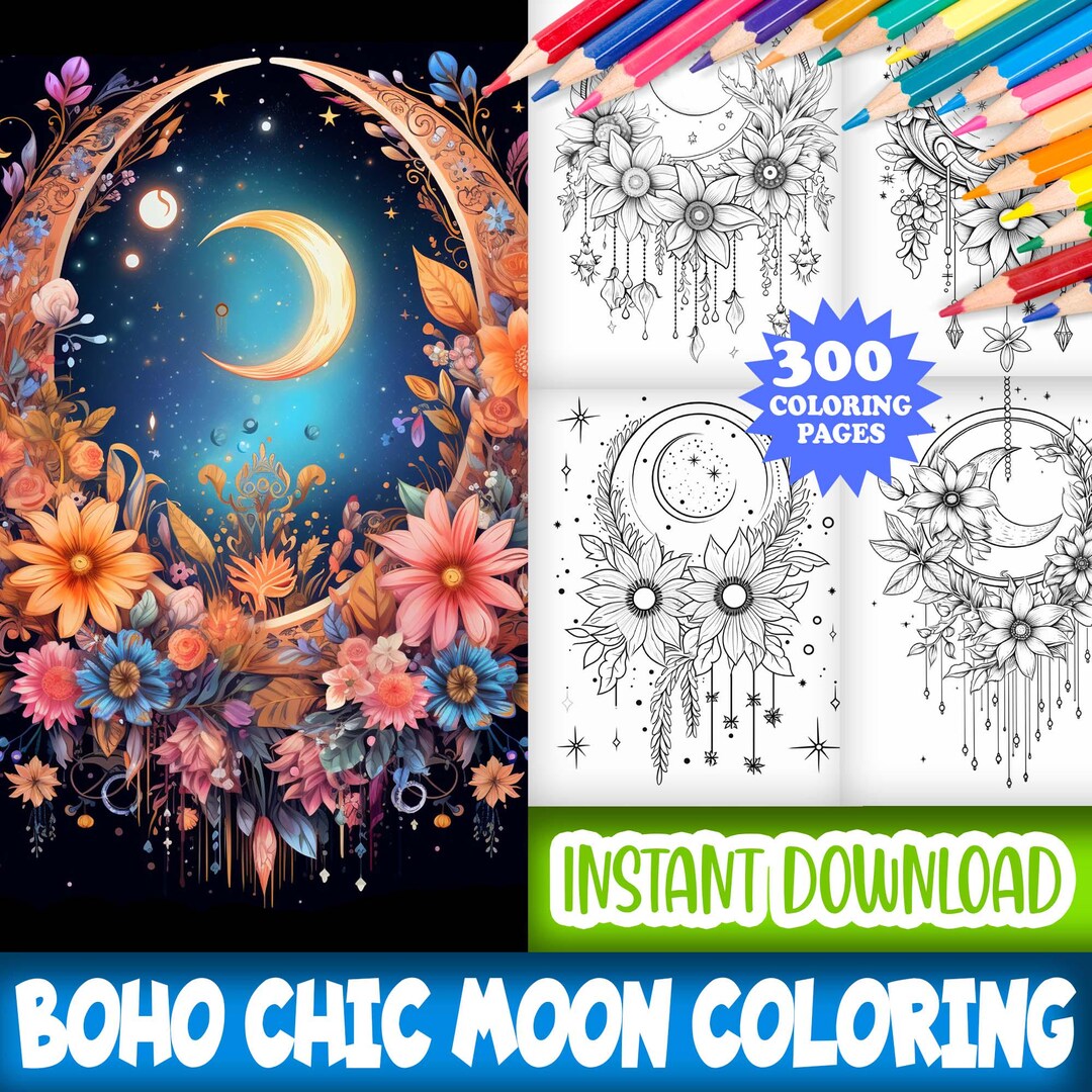 Boho Chic Moon Coloring Pages, Boho Chic, Coloring Pages, Moon, Boho ...