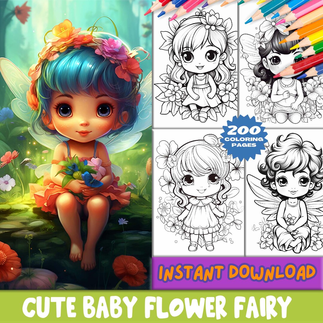 Cute Baby Flower Fairy Coloring Book, Fairy, Coloring Pages, Flower ...