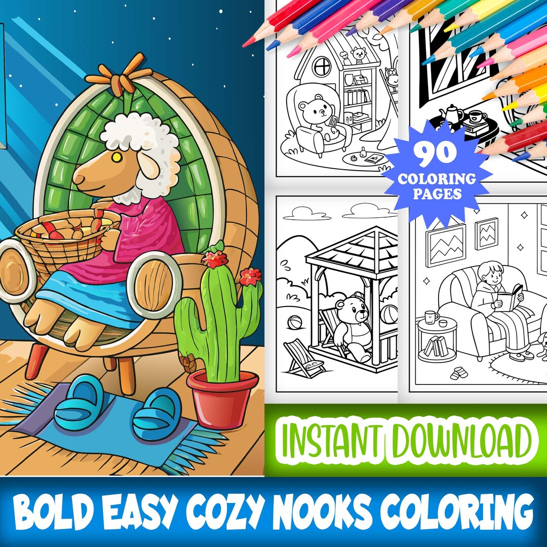 Bold and Easy Cozy Nooks Coloring Pages, Bold Easy, Bold Easy Coloring ...