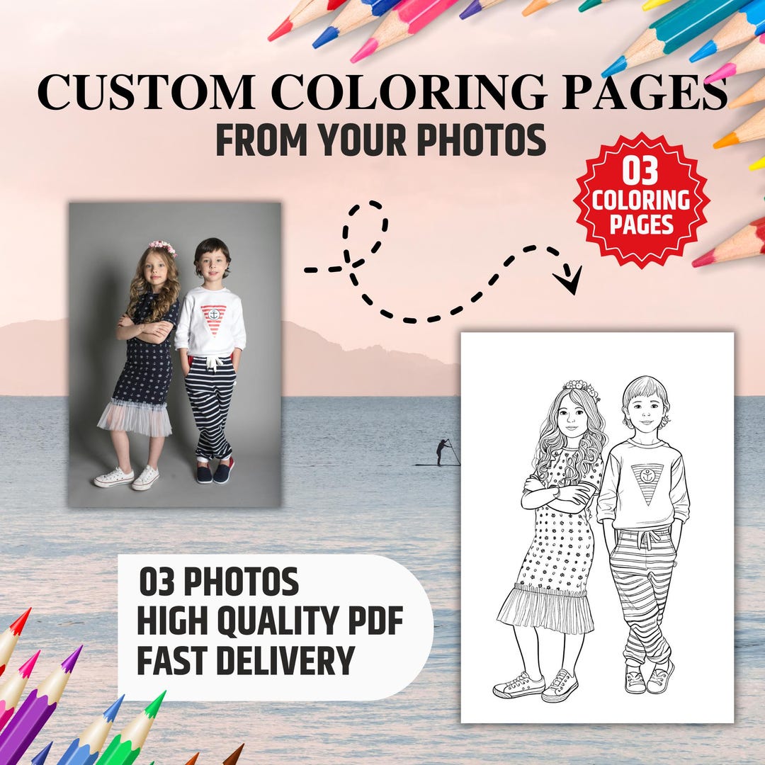 Custom Coloring Book Pages, Personalised Photo to Coloring Page ...