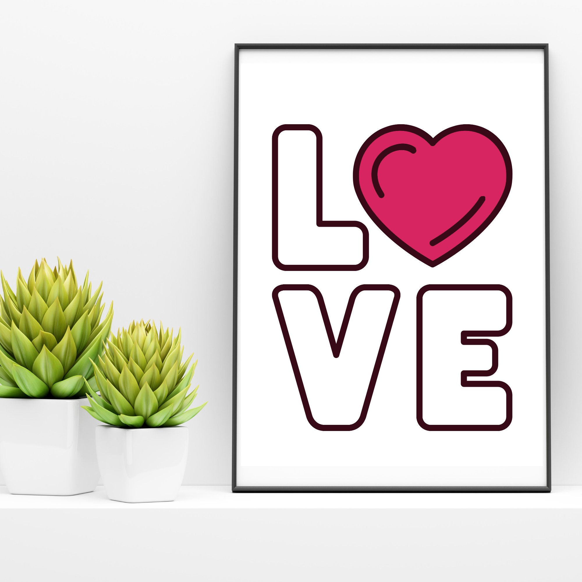 Valentines Day Art, Printable Heart Art, Valentines Day Decor, Love ...
