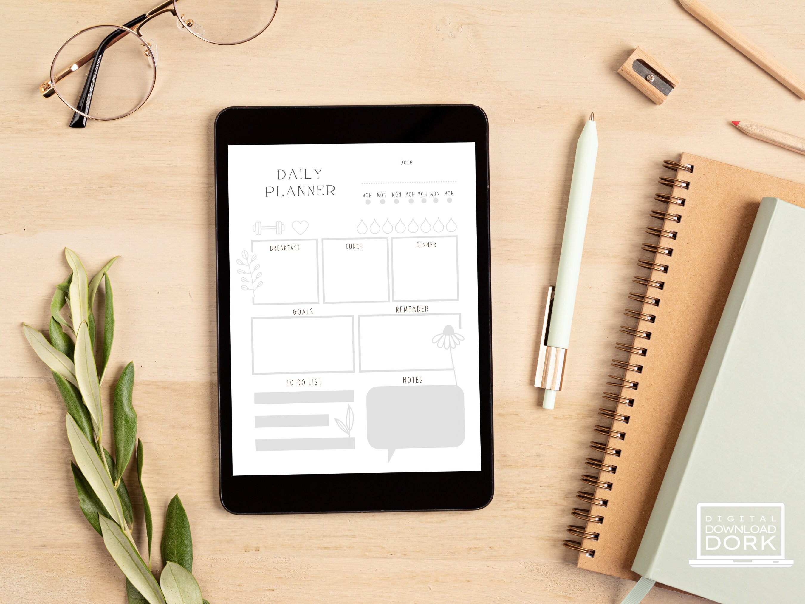 Printable Daily Planner | Digital Download Planner | iPad Pro Planner ...
