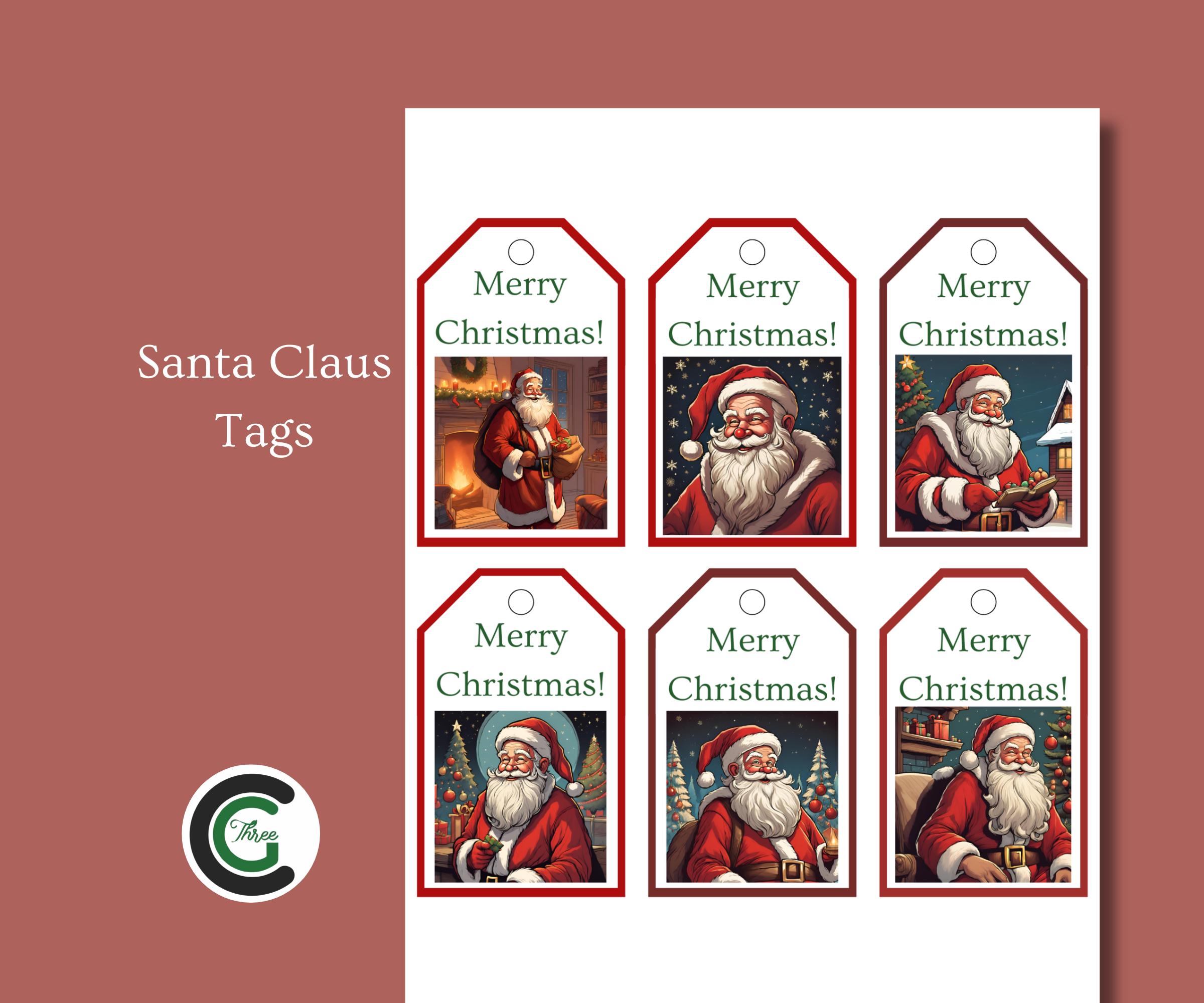 Printable Santa Claus Christmas Gift Tags (PDF Download) - Etsy