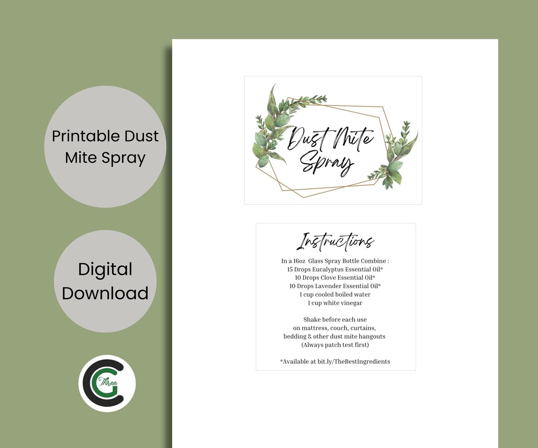 Dust Mite Spray Label: Modern DIY Cleaning Supply (PDF Download) - Etsy