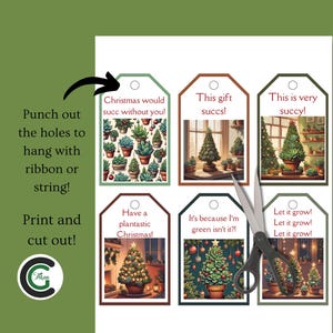 Printable Succulent Christmas Gift Tags for Plant Lover Funny Tags for ...