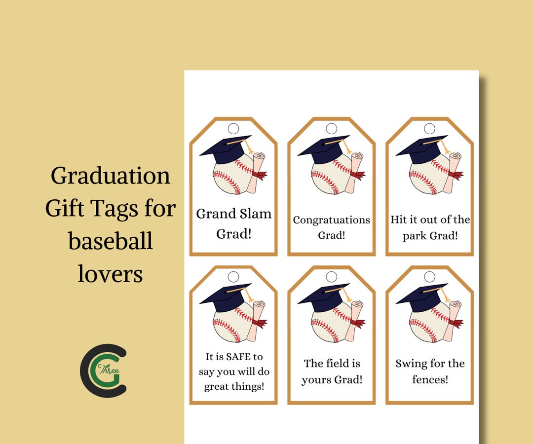 Printable Graduation Gift Tags for Baseball Fans Celebration Gift Tags ...