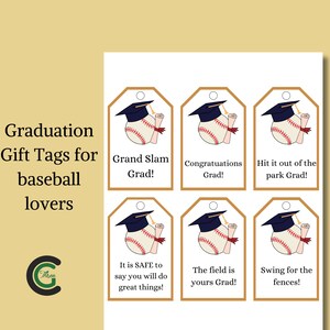 Printable Graduation Gift Tags for Baseball Fans Celebration Gift Tags ...