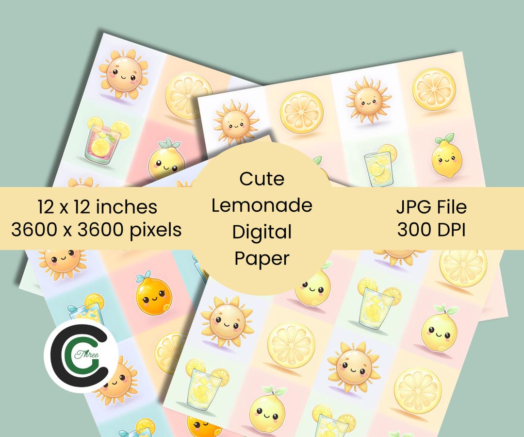 Printable Cute Lemonade Illustrations Digital Paper Summer Clipart ...