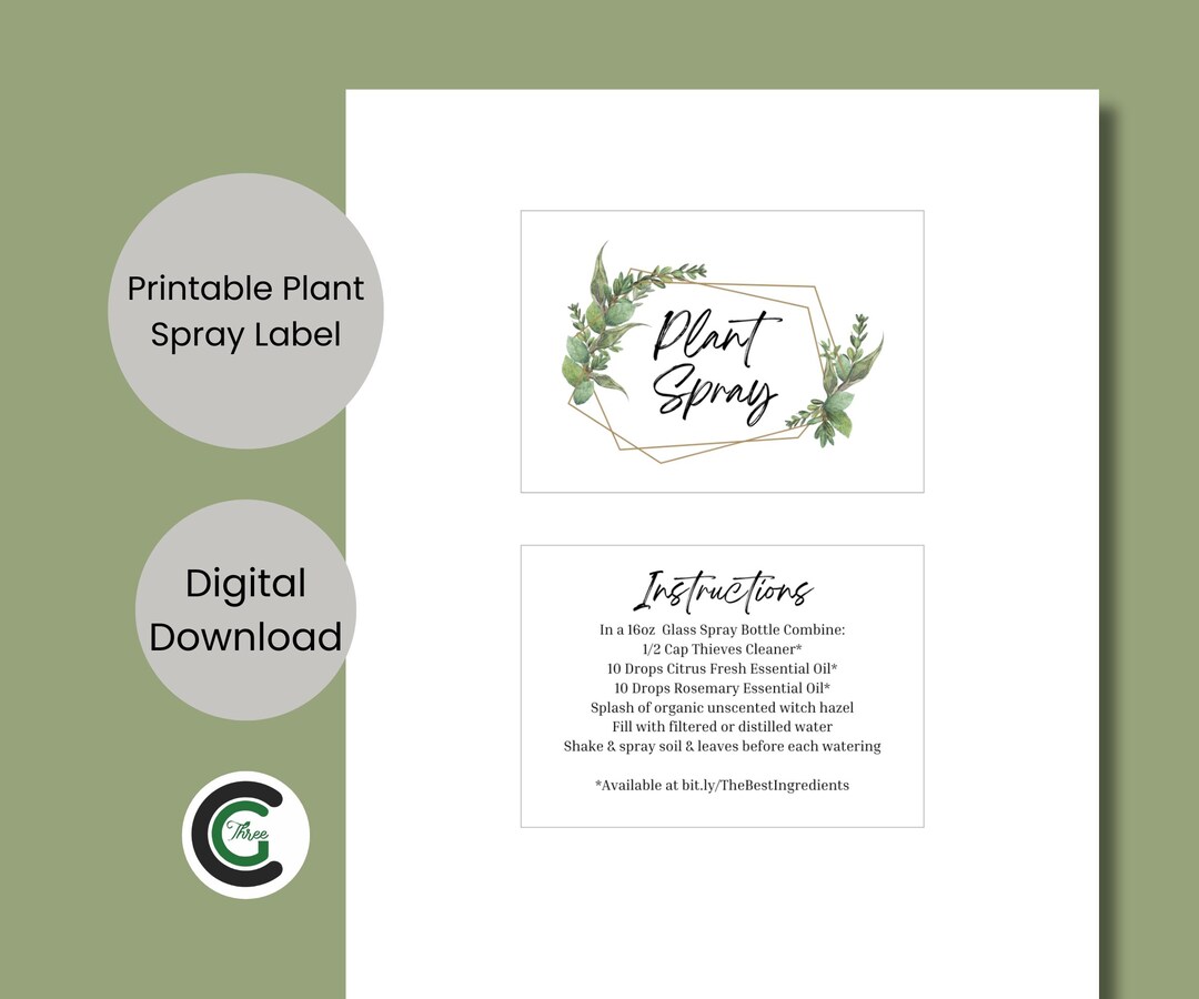 Printable Plant Spray Label: DIY Plant Misting Bottle Sticker (digital ...