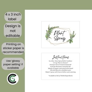 Printable Plant Spray Label: DIY Plant Misting Bottle Sticker (digital ...