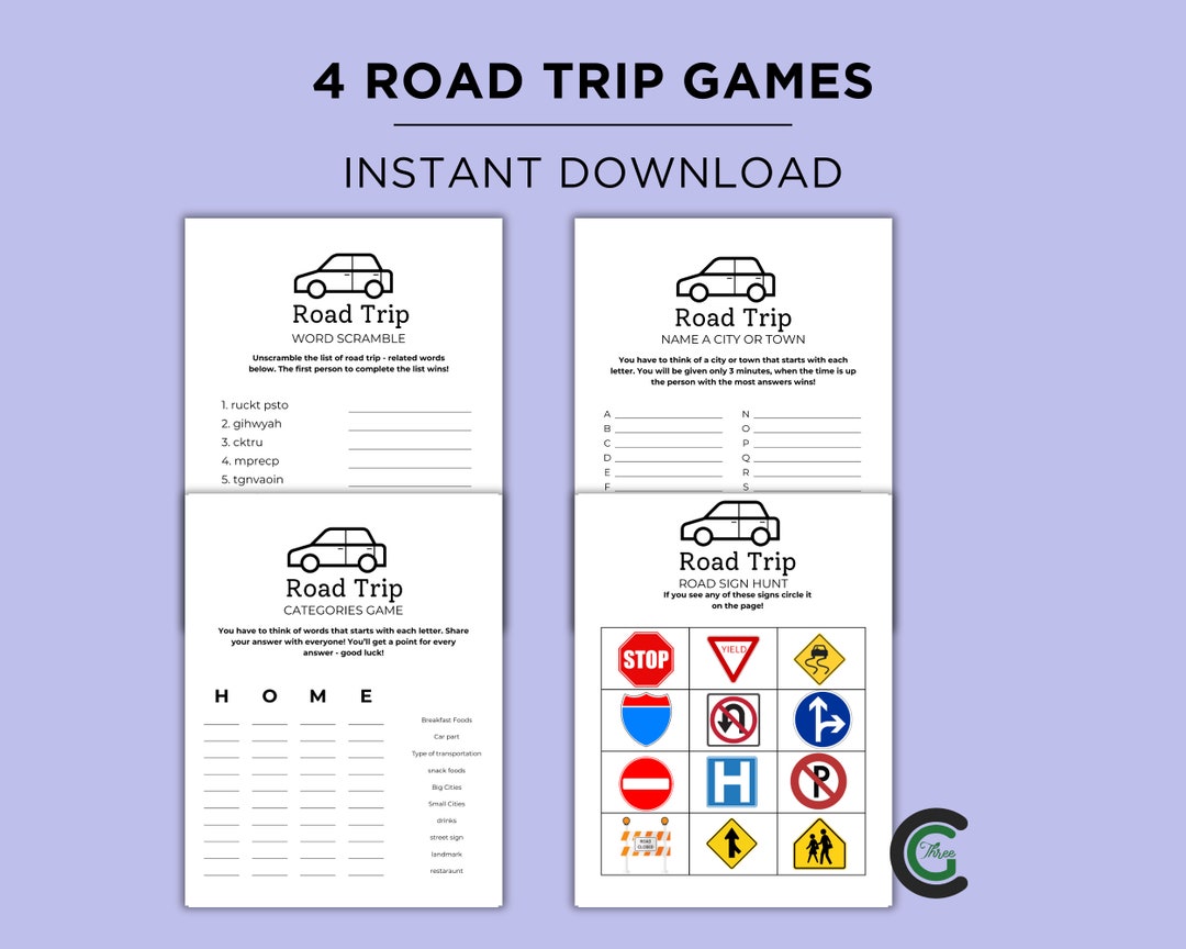 Printable Road Trip Games Kids Activity Sheet Road Trip Activity for ...
